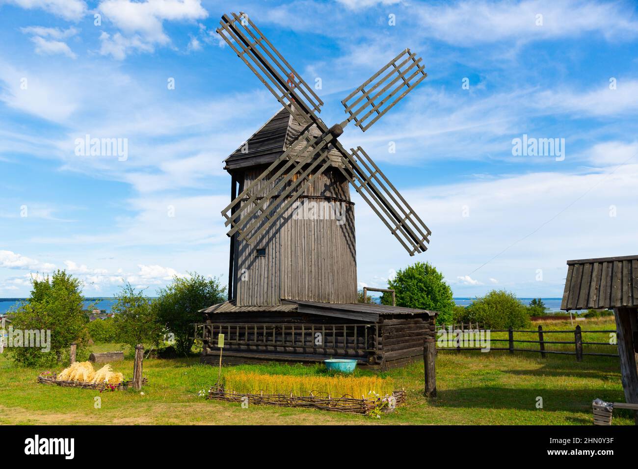 Wooden windmill and timber constructions in Ethnographic Open-Air ...