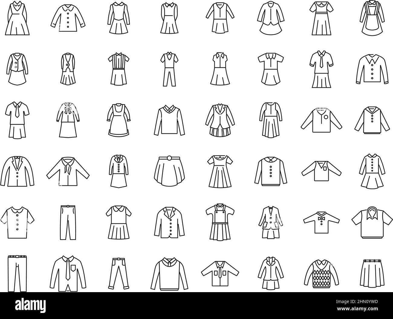 School uniform icons set outline vector. Formal general Stock Vector ...