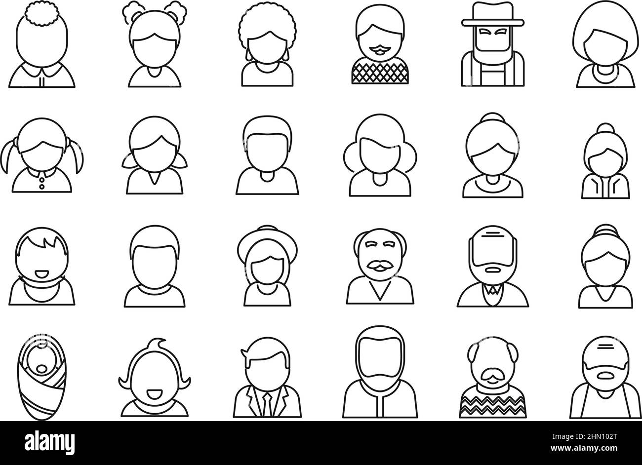 Generation icons set outline vector. Family people Stock Vector Image ...