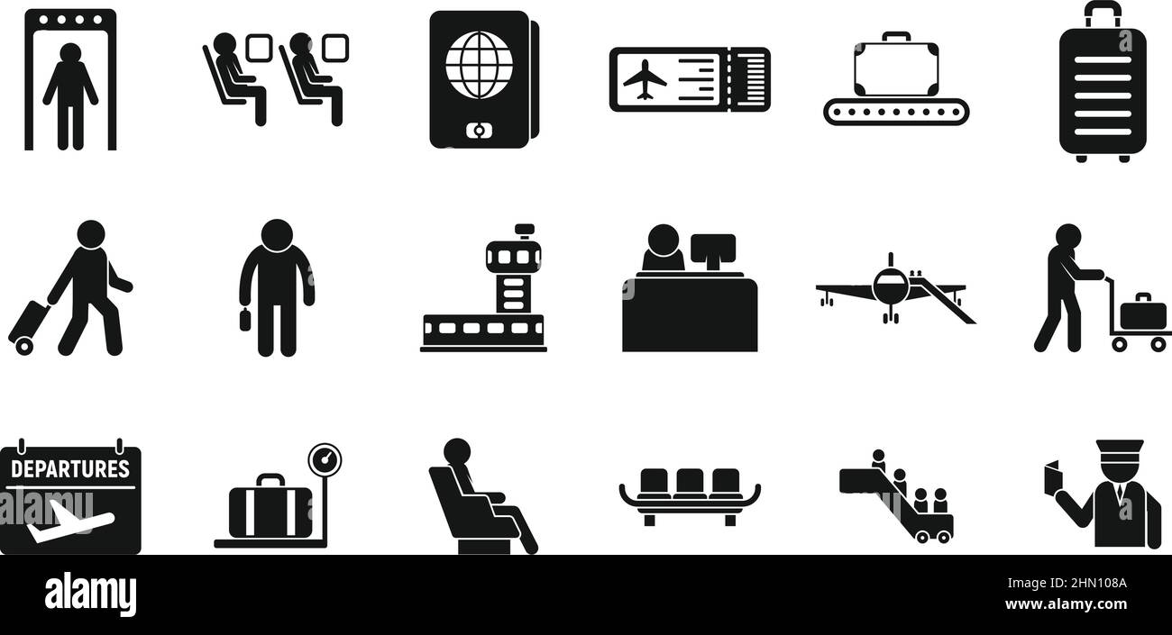 Airline passengers icons set simple vector. People case Stock Vector ...