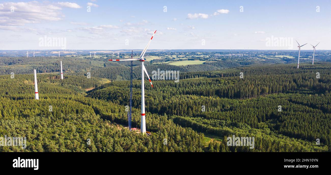 Aerial view of wind turbines under construction Stock Photo - Alamy
