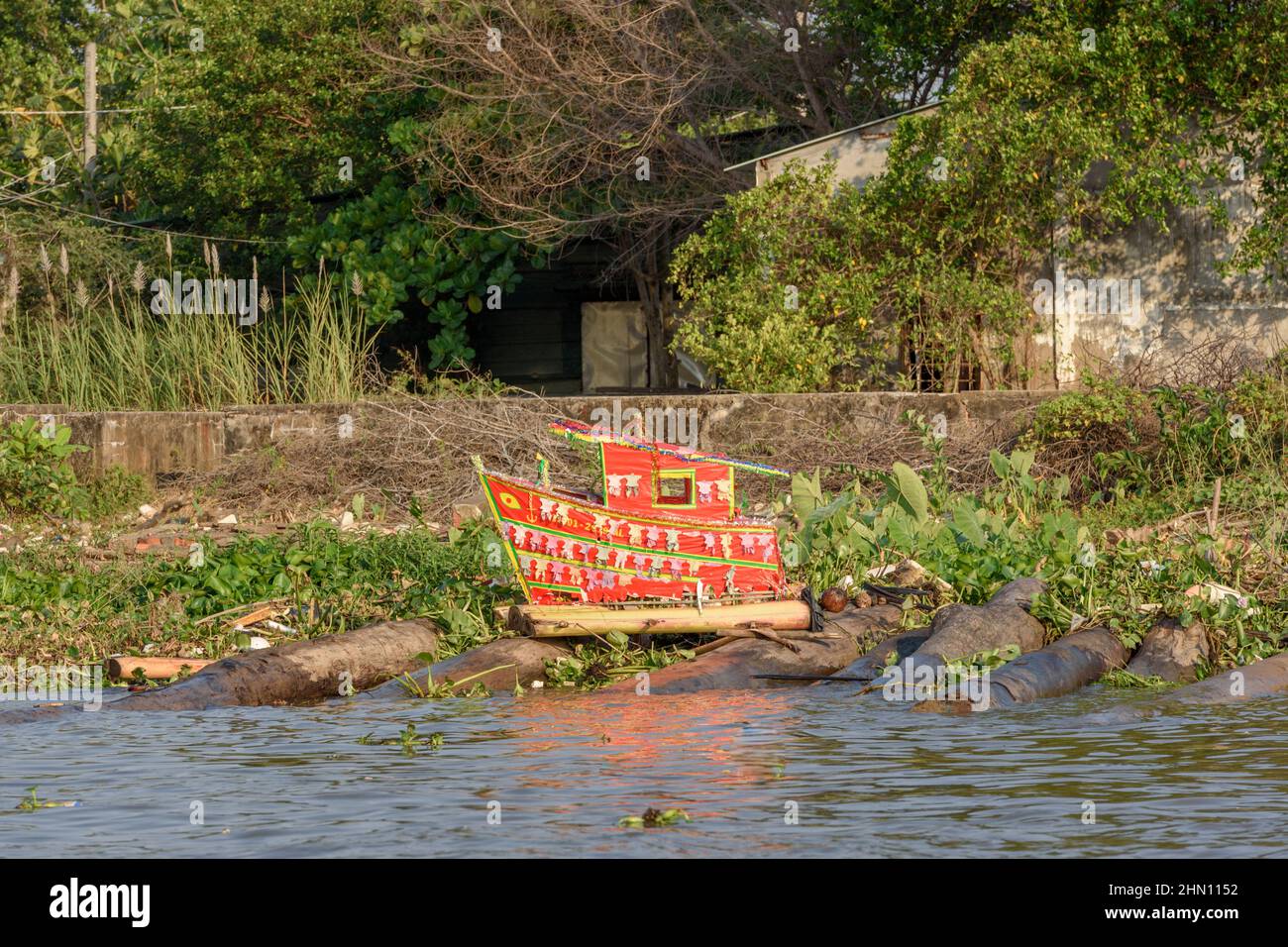 Vietnamese paper boat, used in ceremonies to pray for prosperity for ...