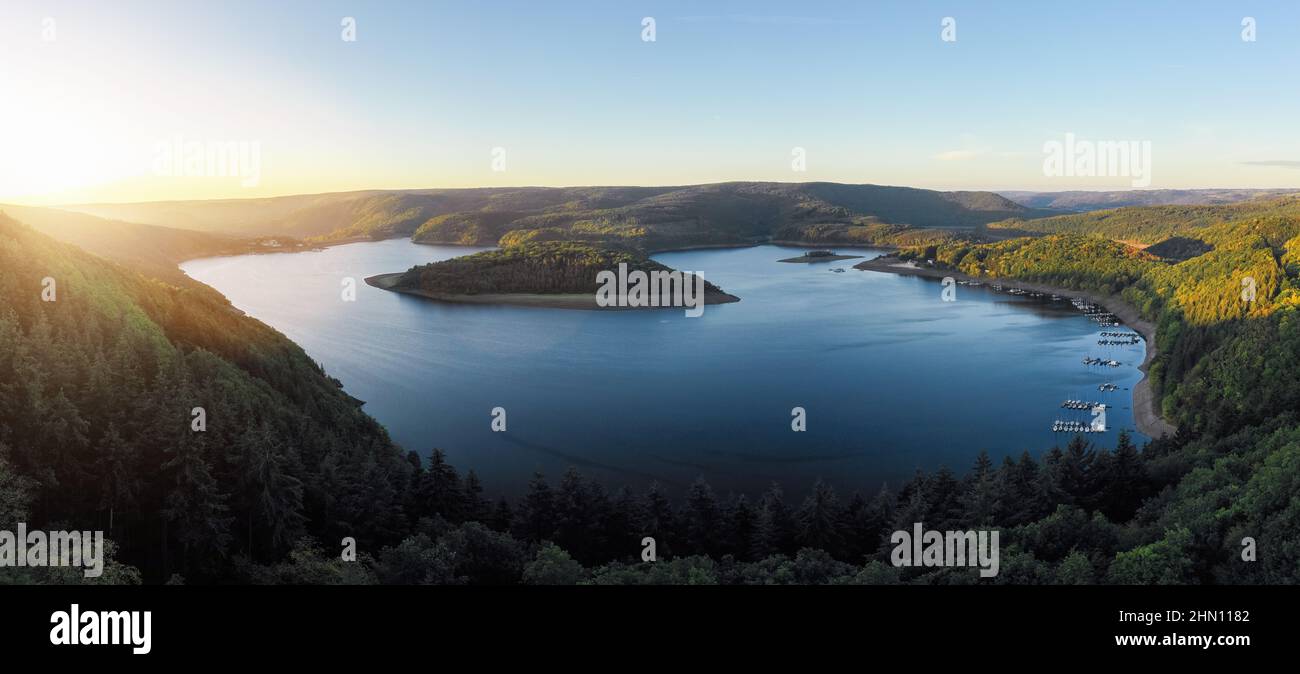 Sunrise at the Lake Rursee, Eifel Germany Stock Photo - Alamy