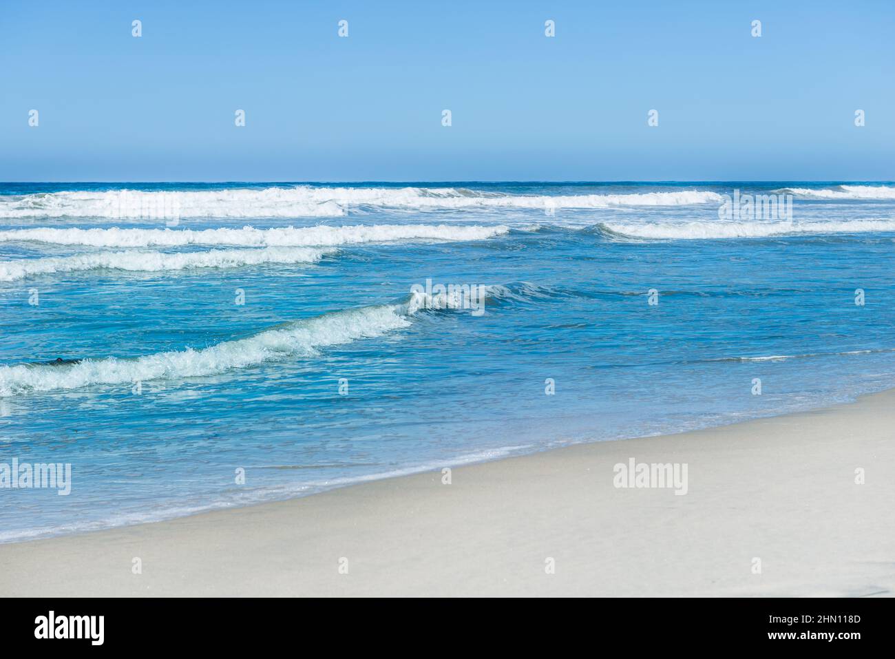 Many kilometers of coast of Southern California. Surf of the ocean on ...