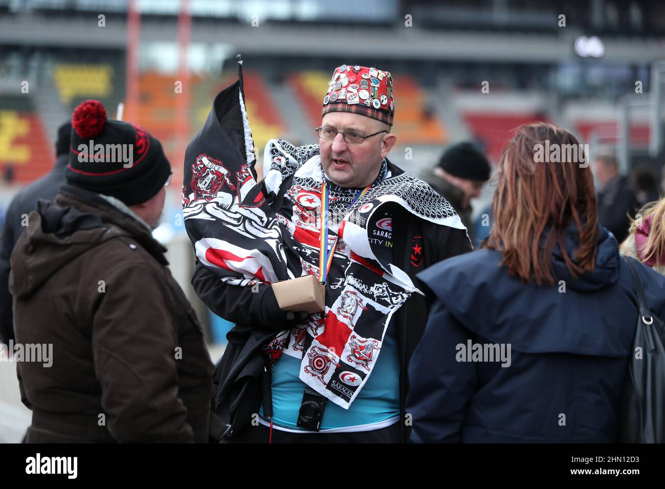 Saracens fans arrive for the Gallagher Premiership match at the StoneX ...