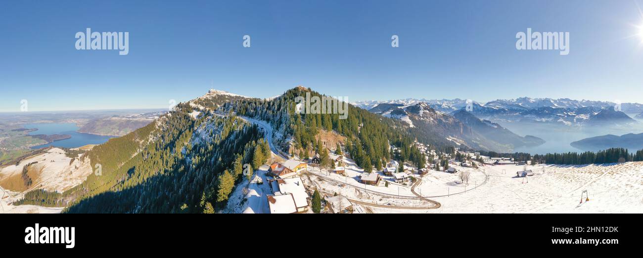 Panorama of the mountain of Rigi in Switzerland. Rigi Kaltbad First ...