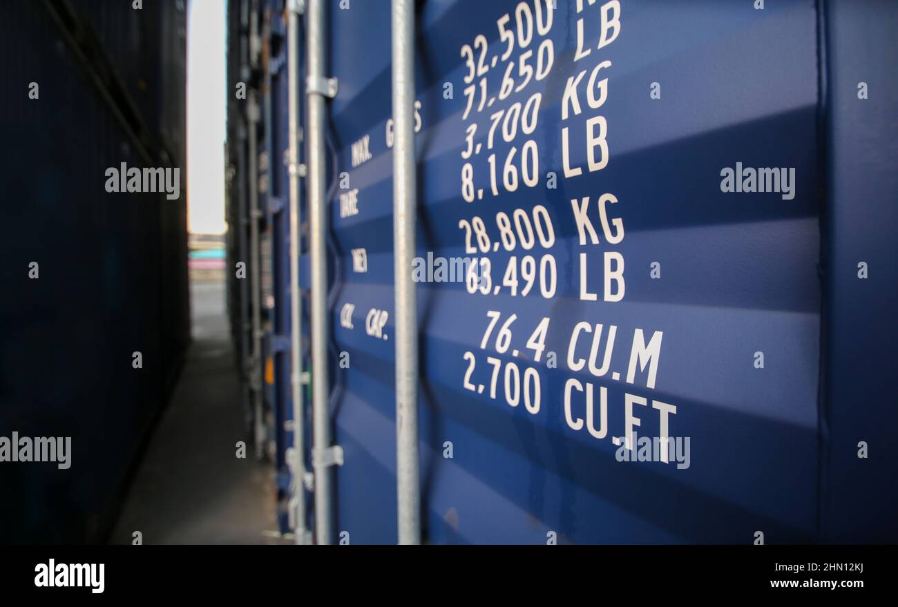 Containers box from Cargo freight ship for import export Stock Photo ...