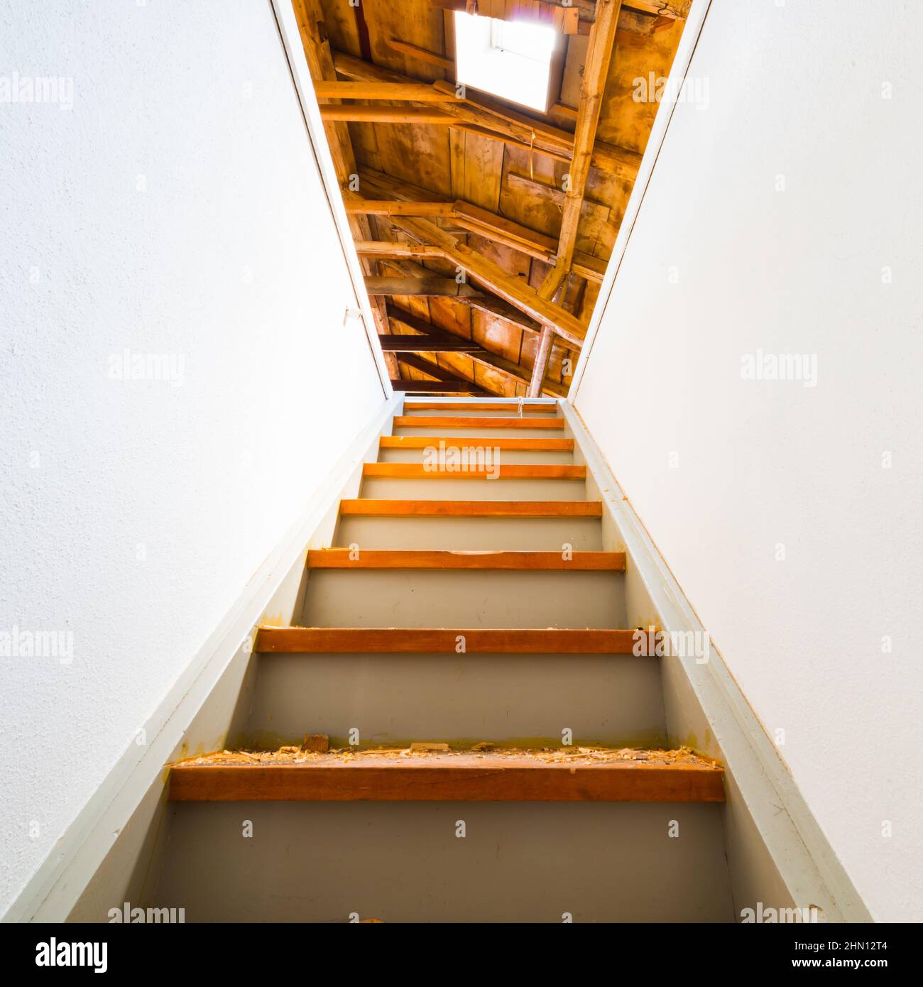 Stairs up to the attic of the house. Symbol of movement to the light ...