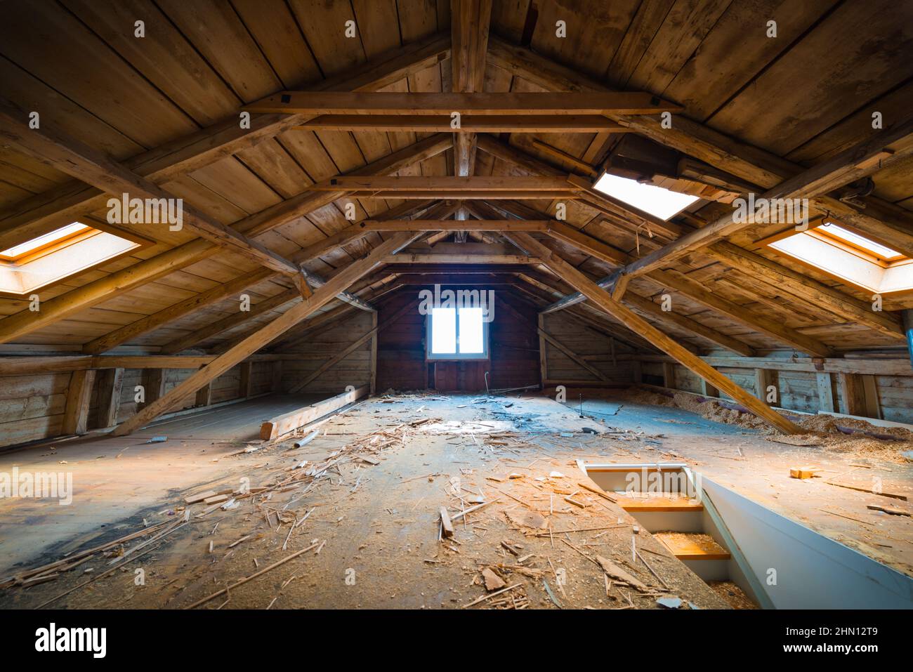 In the attic of a destroyed house Stock Photo - Alamy
