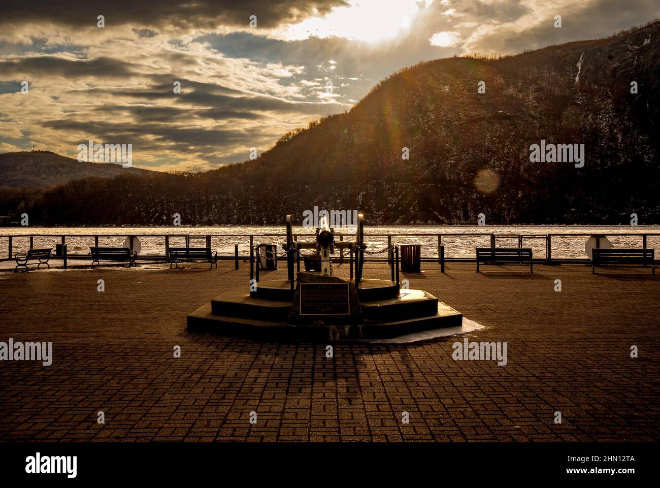 Cold Spring, NY - USA - Feb 10, 2022 Horizontal sunset view of Cold ...