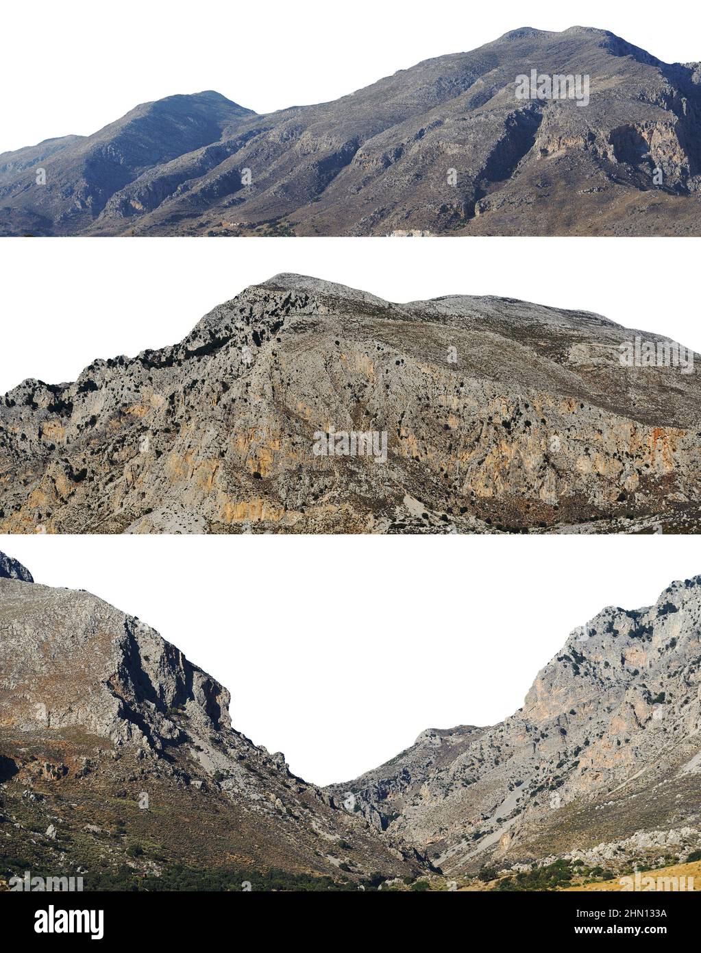 Collection of mountain isolate on white background. Different mountains ...