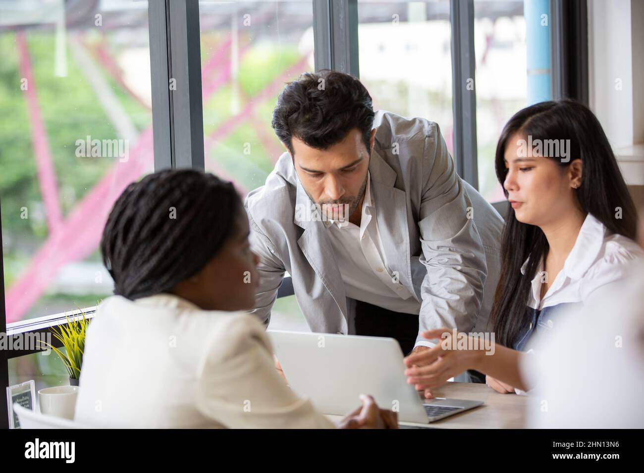 Business Meeting - Manager Discussing Work With His Colleagues Stock ...