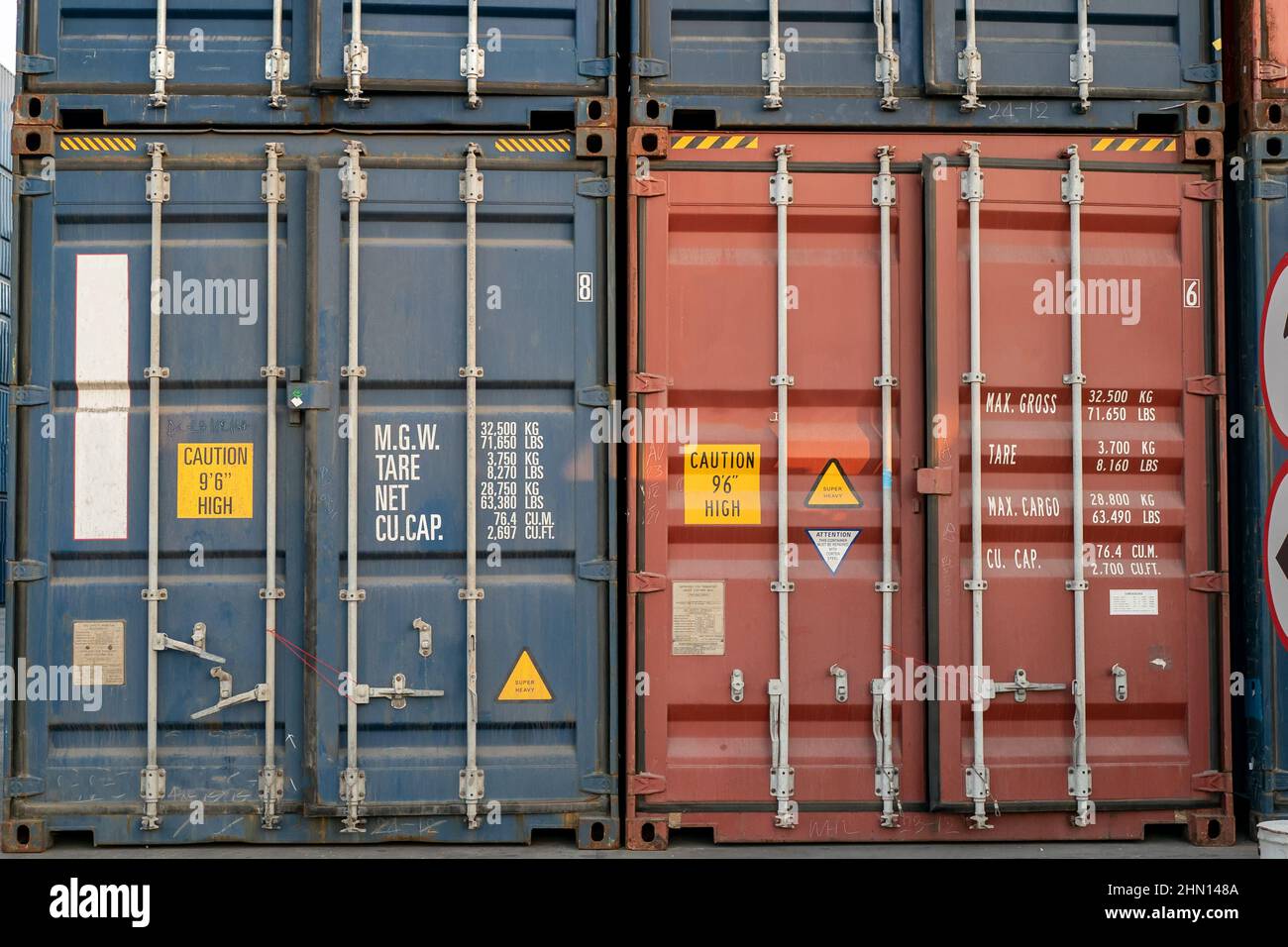 Containers box from Cargo freight ship for import export Stock Photo ...