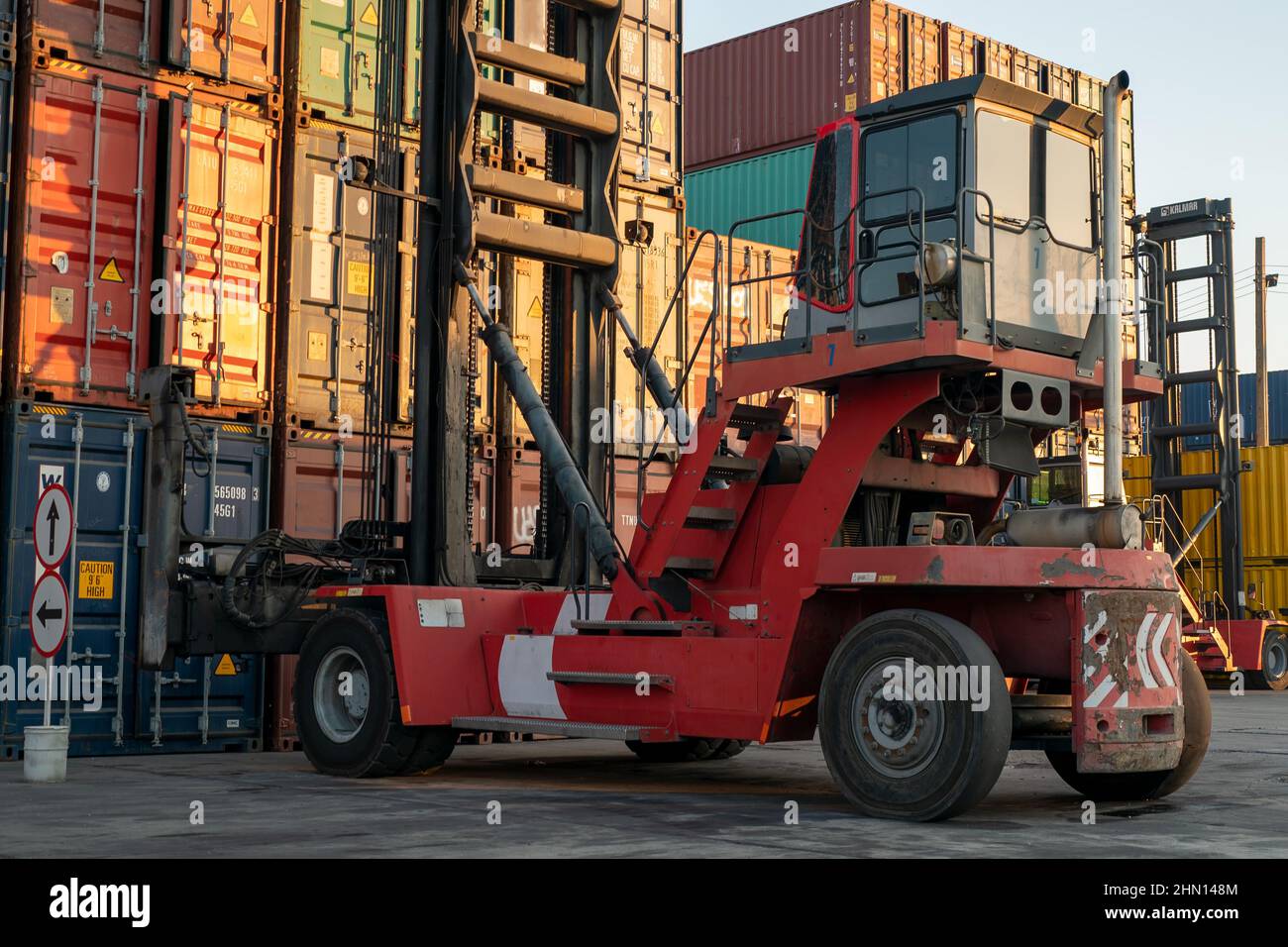 Containers box from Cargo freight ship for import export Stock Photo ...