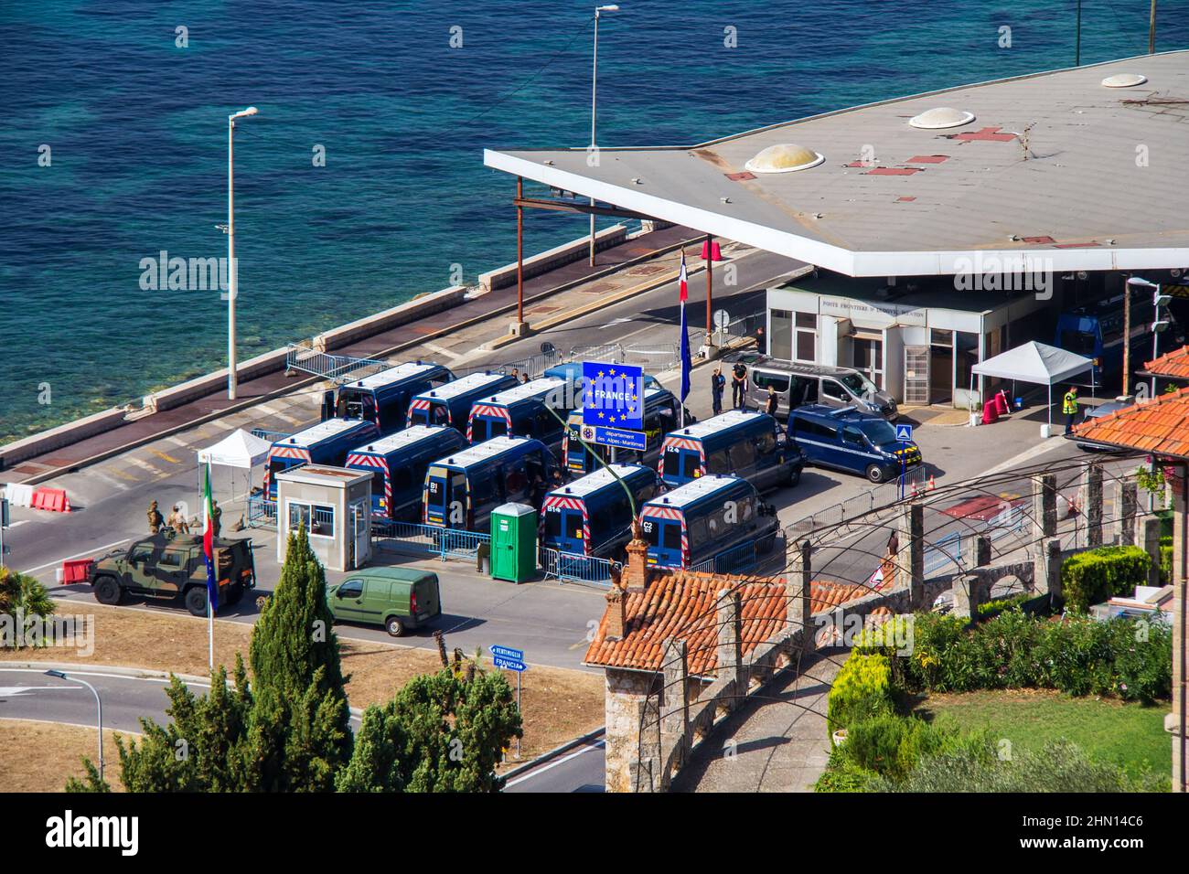 French-Italian Border Control in Menton. French Police and Italian ...