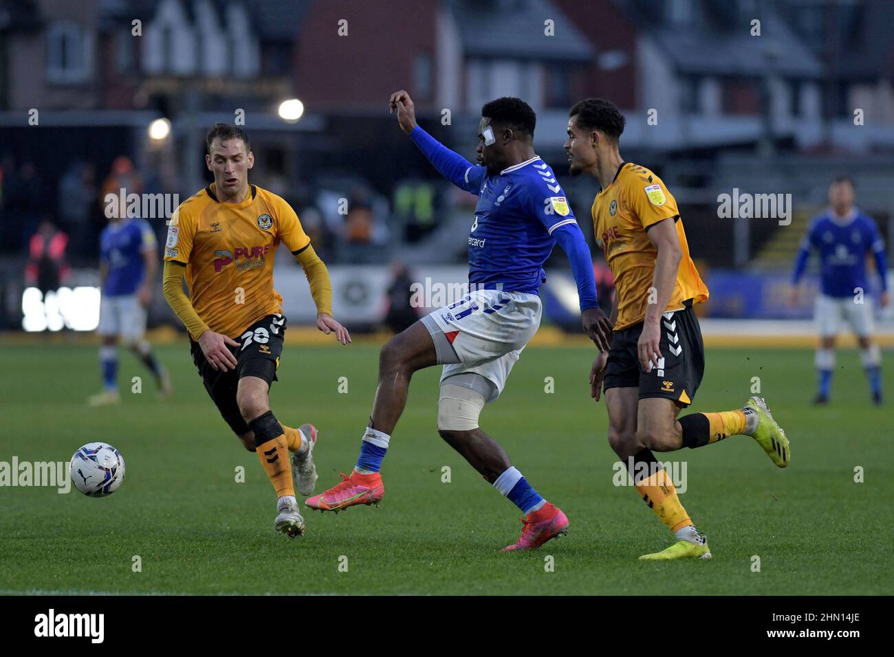 NEWPORT, UK. FEB 12TH Oldham Athletic's Mike Fondop during the Sky Bet ...