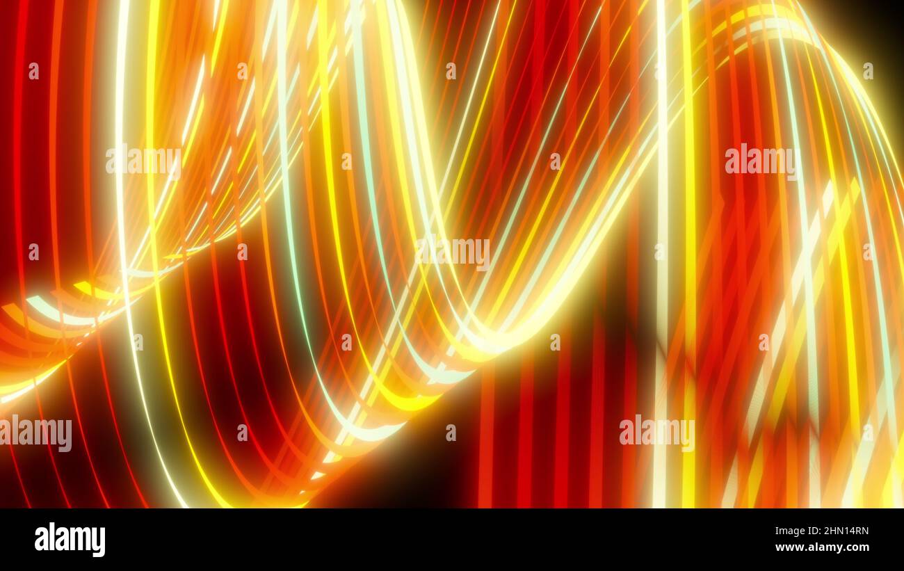 Abstract spiral rotating glow lines, computer generated background, 3D rendering background ...