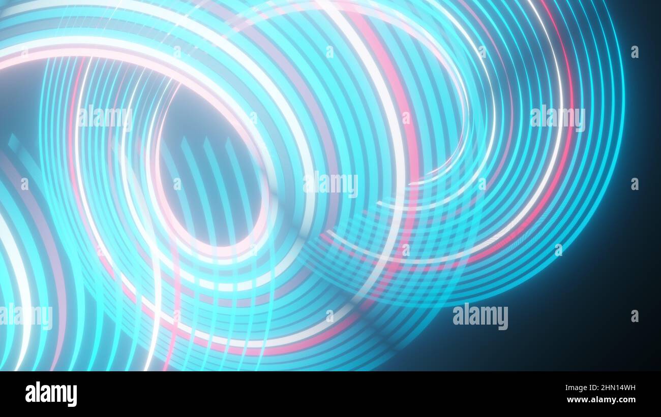 Abstract spiral rotating glow lines, computer generated background, 3D rendering background ...