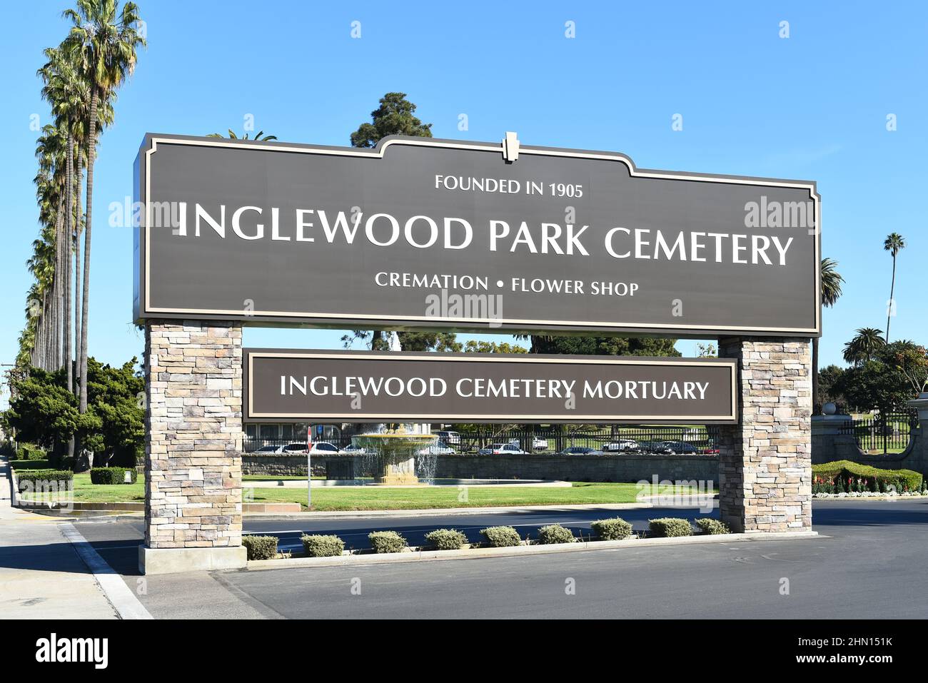 Inglewood park cemetery sign hi-res stock photography and images - Alamy