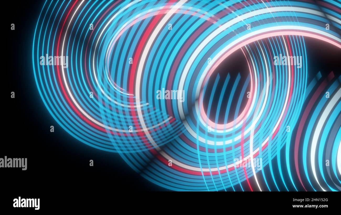 Abstract spiral rotating glow lines, computer generated background, 3D rendering background ...