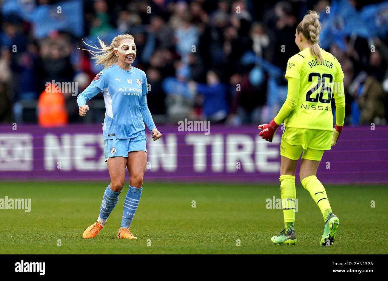 Manchester Citys Alex Greenwood Left And Goalkeeper Ellie Roebuck