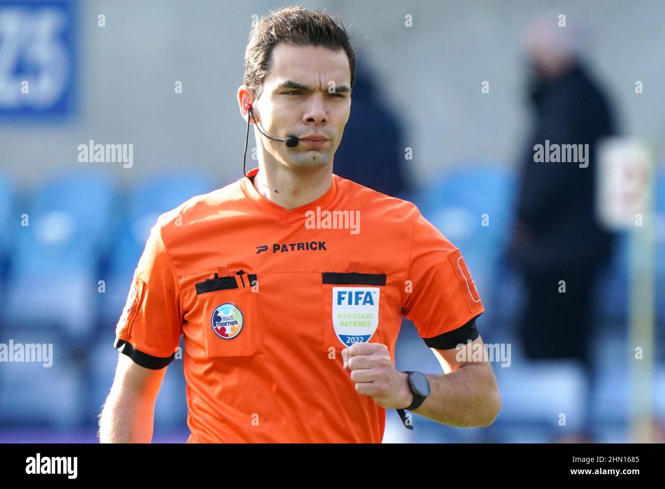 GENK, NETHERLANDS - FEBRUARY 13: Assistant referee Ruben Wyns during ...