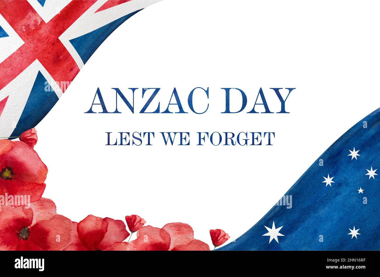 ANZAC Day. Lest We Forget. Beautiful greeting card. Close-up, view from ...