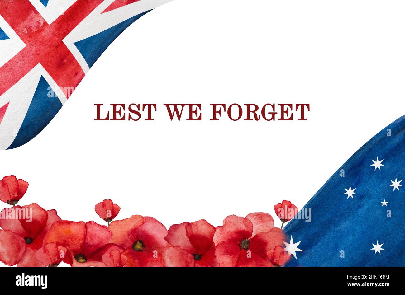 ANZAC Day. Lest We Forget. Beautiful greeting card. Close-up, view from ...