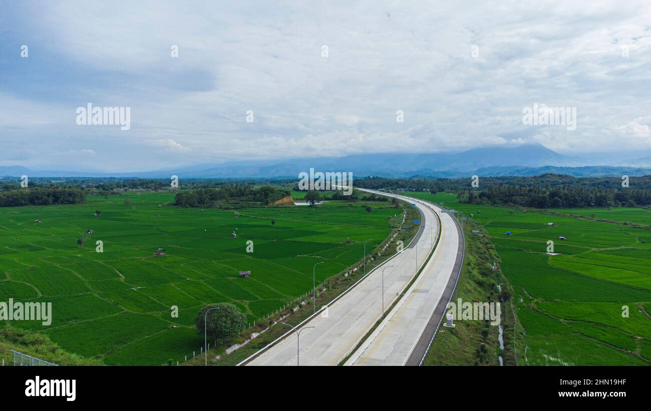 Aerial view of Sigli Banda Aceh (Sibanceh) Toll Road, Aceh, Indonesia ...