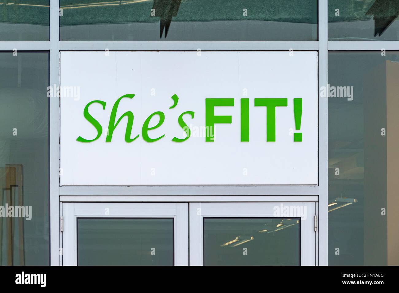 she's fit sign above entrance to health club chain gym in vancouver ...