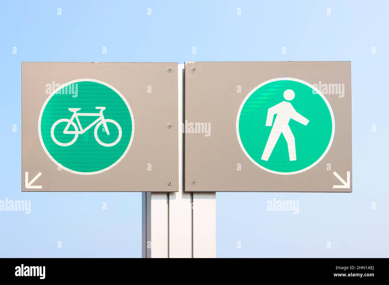 cycleway and for path sign with keep left and keep right direction ...