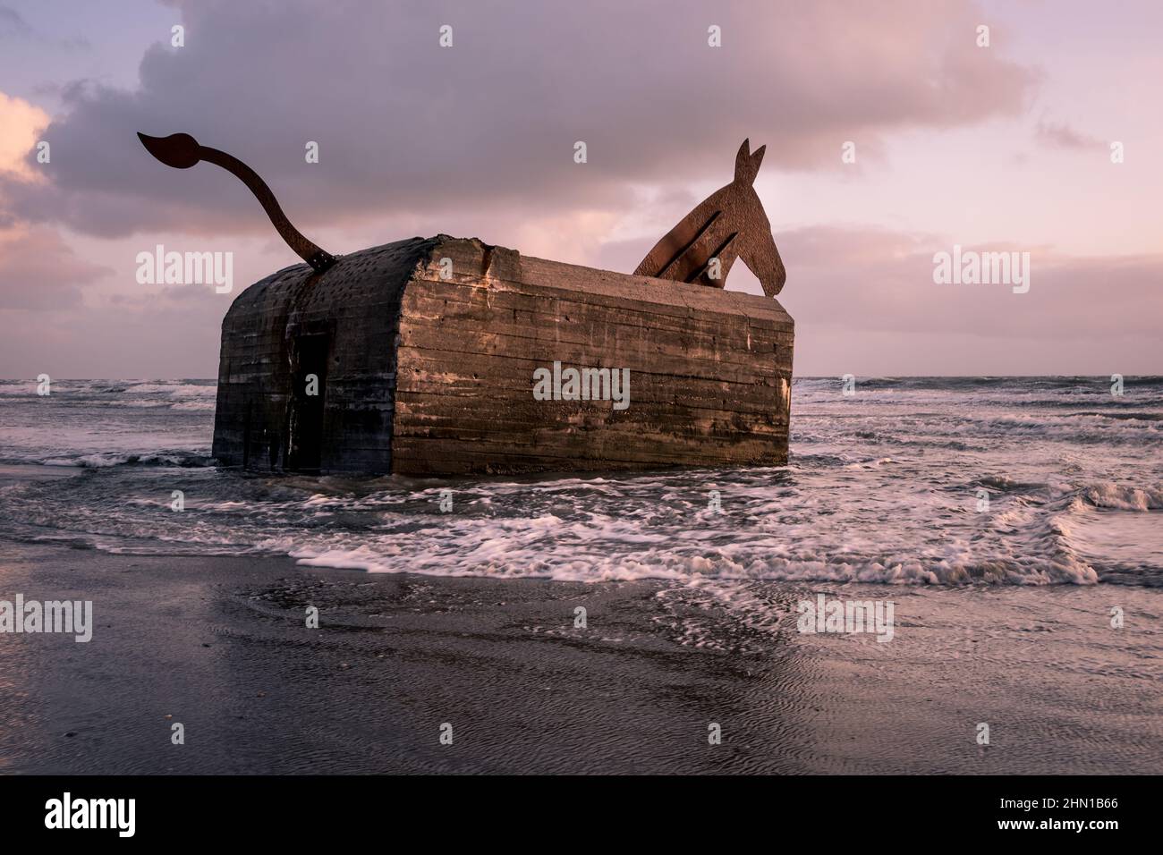mule bunker on the danish shore line in blavand Ribe Denmark from world ...