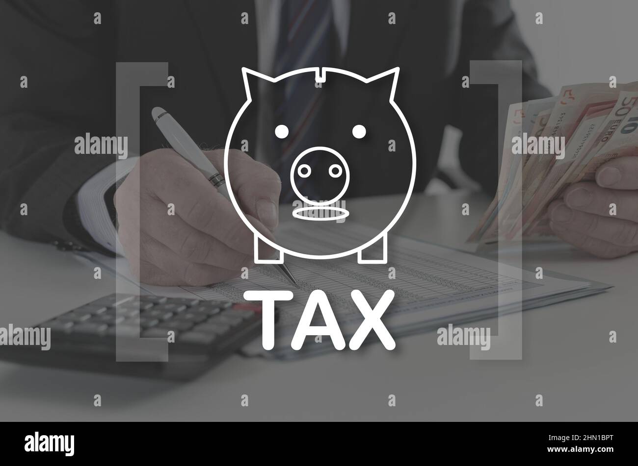 Tax concept illustrated by a picture on background Stock Photo - Alamy