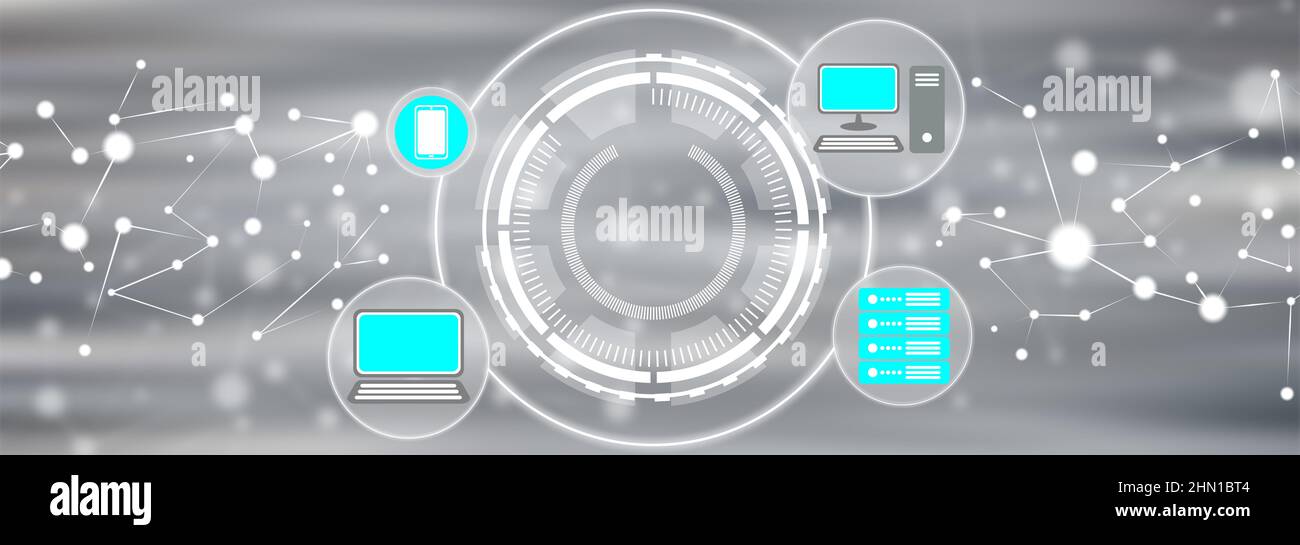 Illustration of a devices connection concept Stock Photo - Alamy