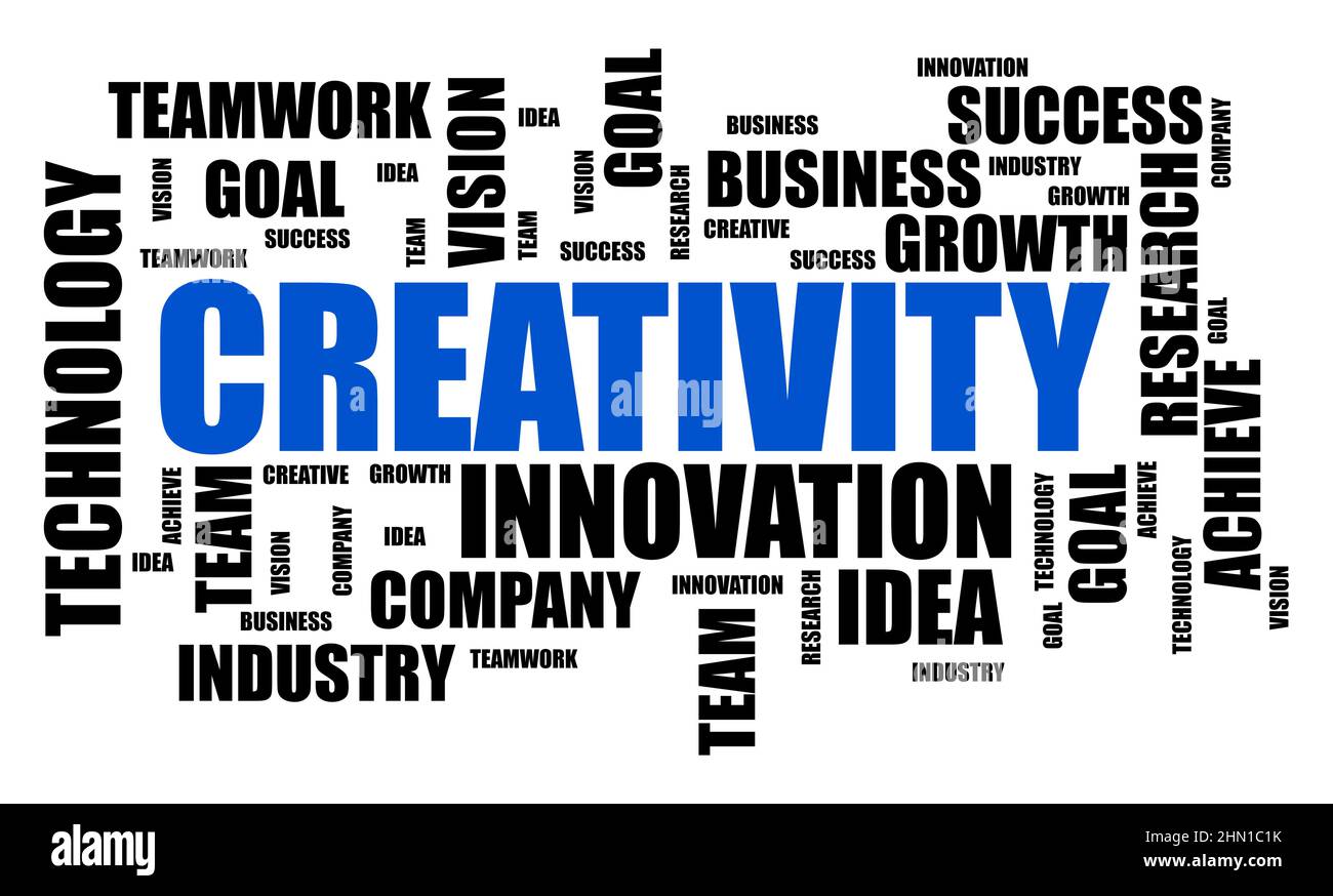 Creativity word cloud concept drawn on a white background Stock Photo ...