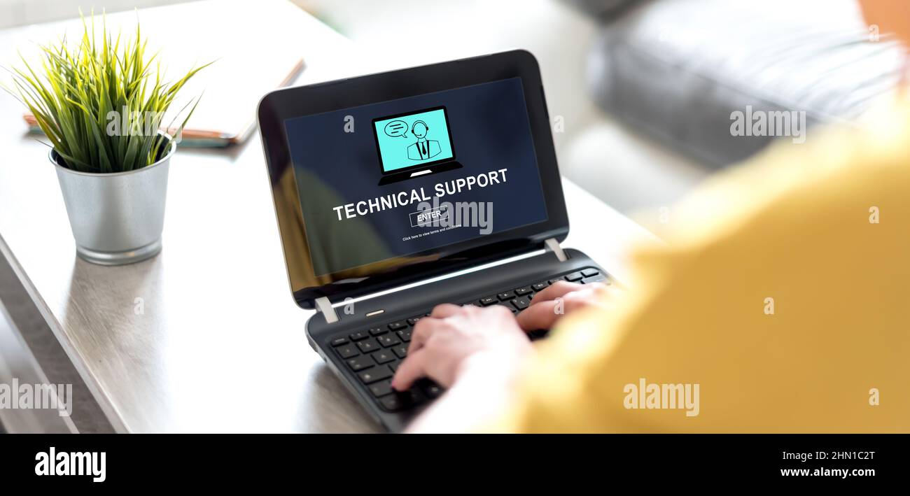 Laptop screen displaying a technical support concept Stock Photo - Alamy
