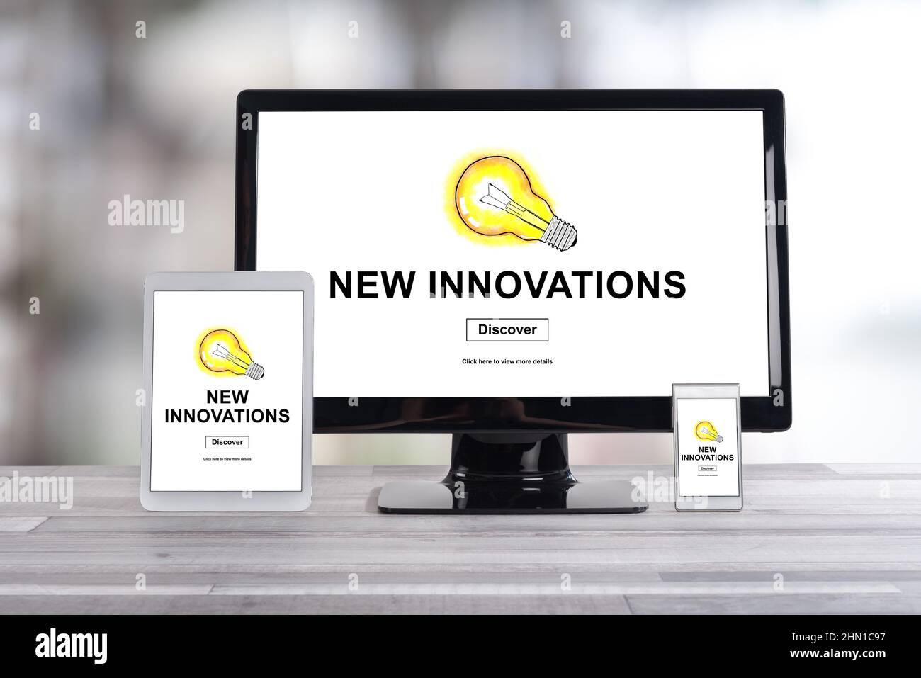 New innovations concept shown on different information technology ...