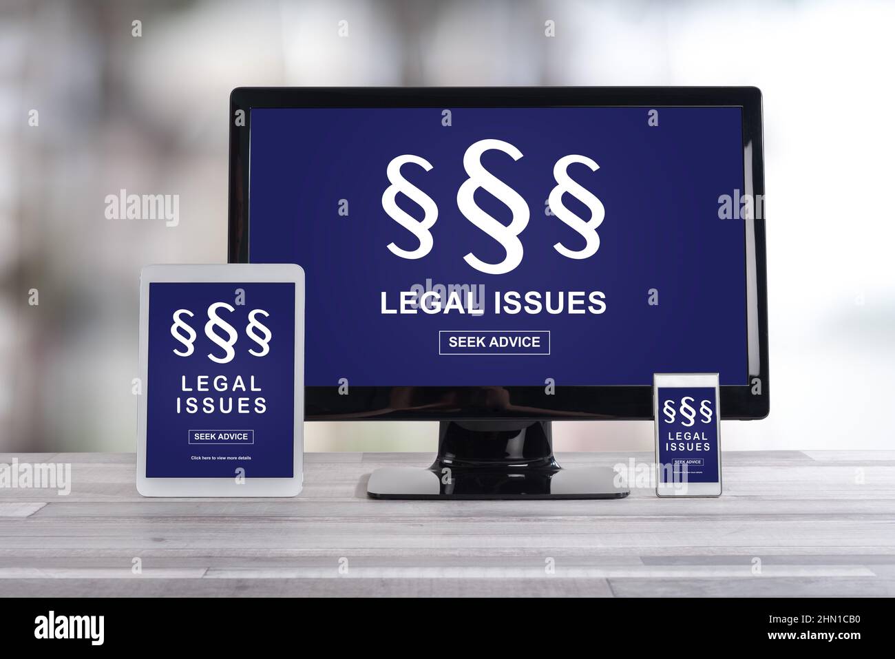 Legal issues concept shown on different information technology devices ...