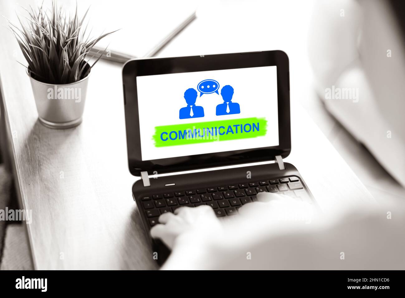 Laptop screen displaying a communication concept Stock Photo - Alamy