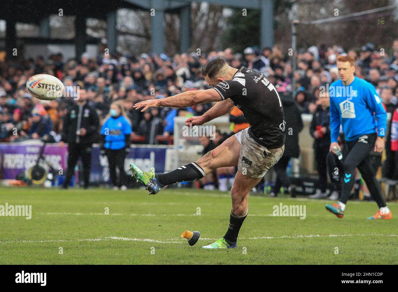 Luke Gale #7 of Hull FC takes the conversion kick and scores Stock ...