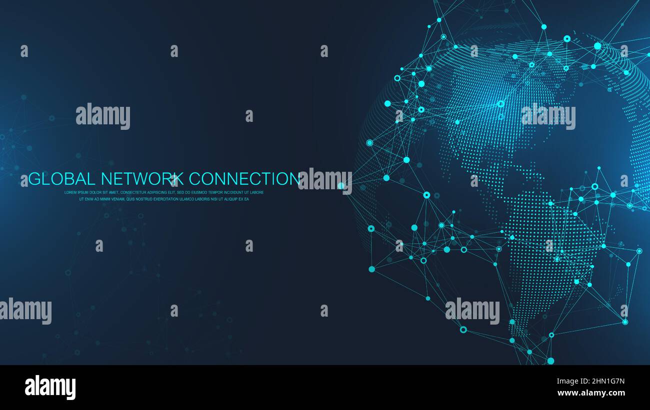 Global network connection concept. Social network communication in the global business. Big data ...