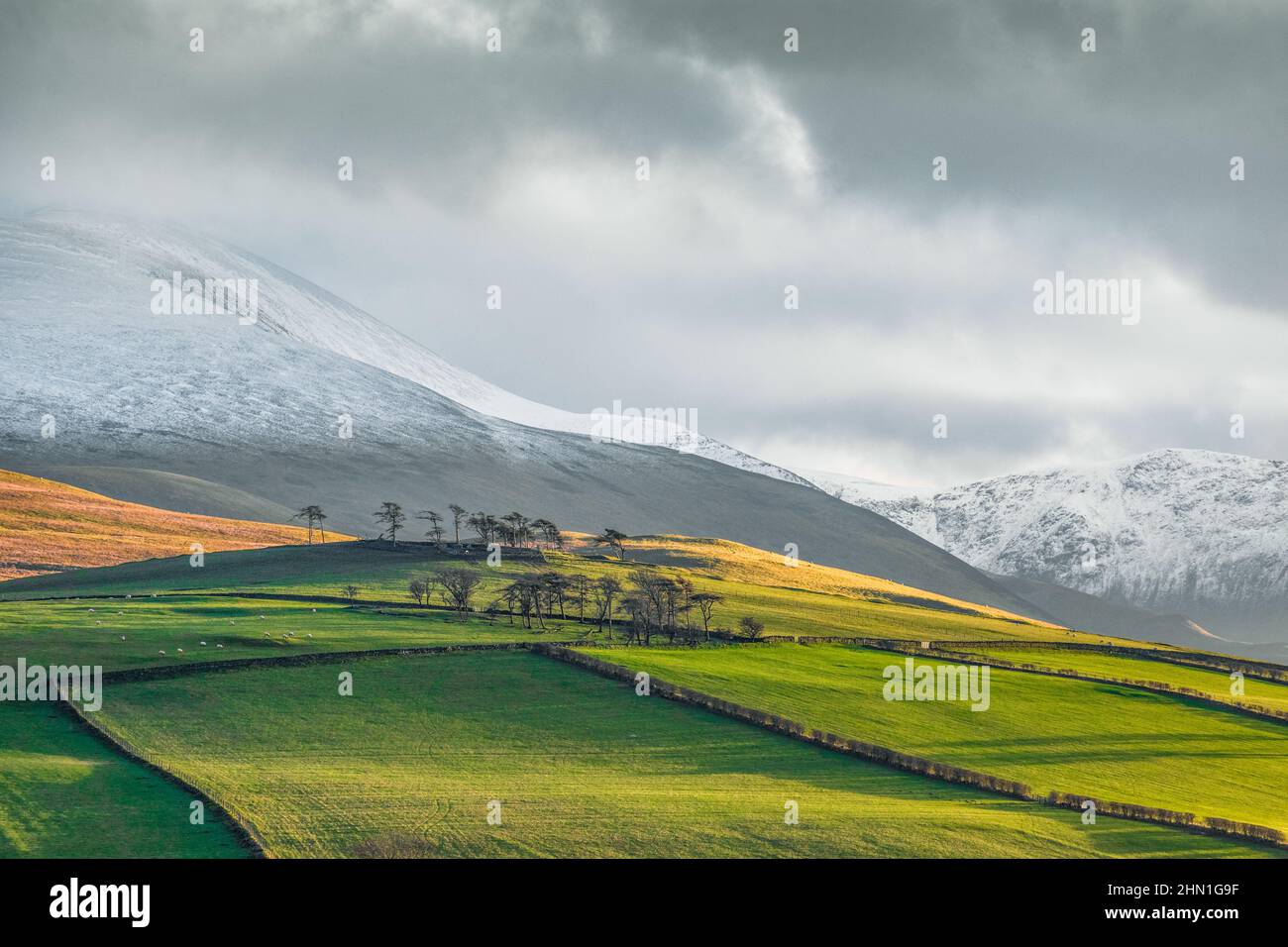 Castle How and Skiddaw from The Uldale Road in northern Cumbria Stock ...
