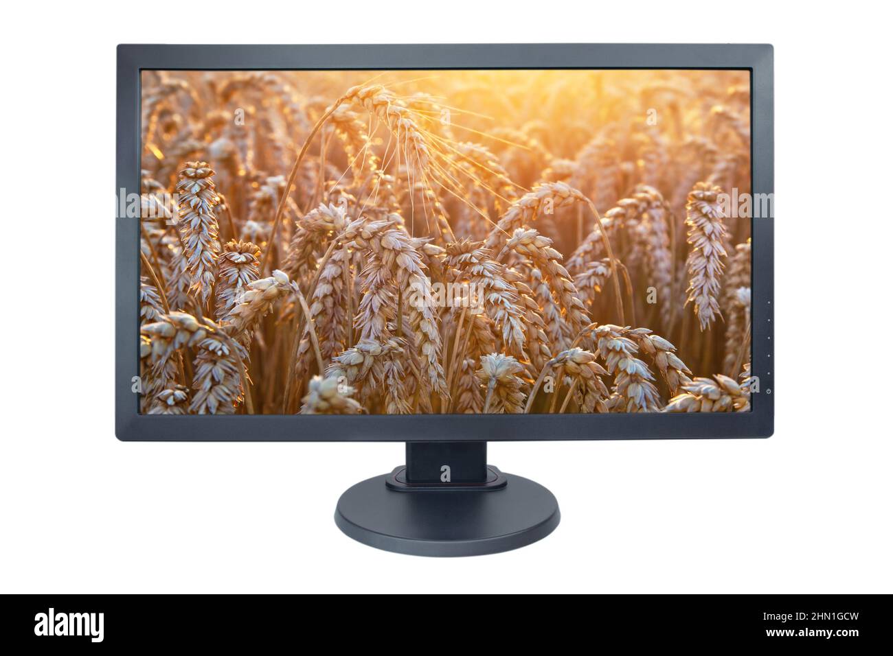 Computer monitor isolated on white with screensaver running Stock Photo ...