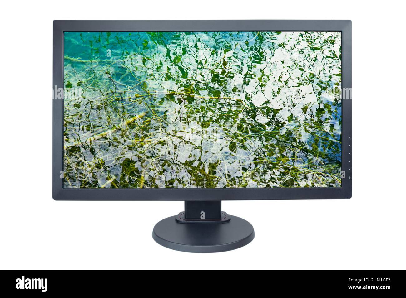 Computer monitor isolated on white with screensaver running Stock Photo ...