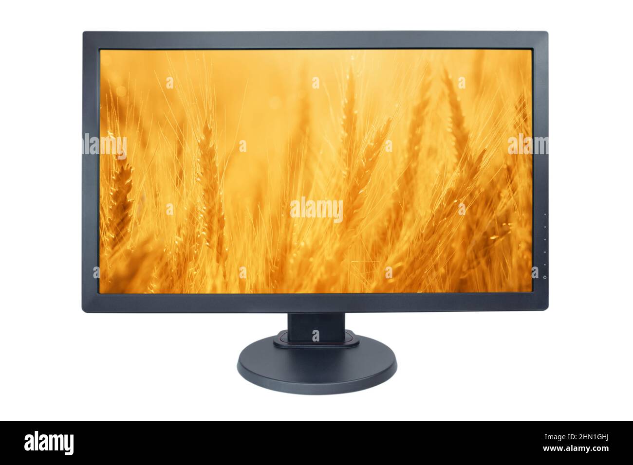 Computer monitor isolated on white with screensaver running Stock Photo ...