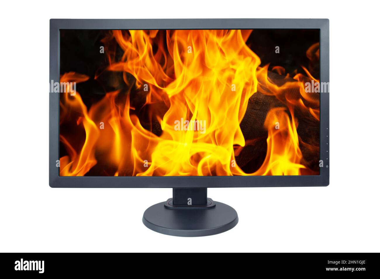 Computer monitor isolated on white with screensaver running Stock Photo ...