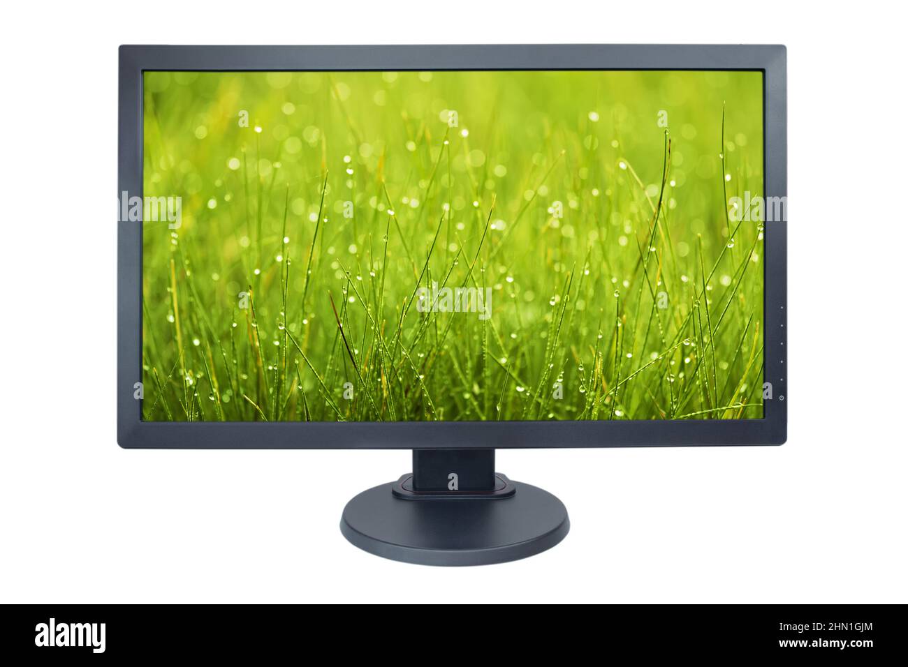 Computer monitor isolated on white with screensaver running Stock Photo ...