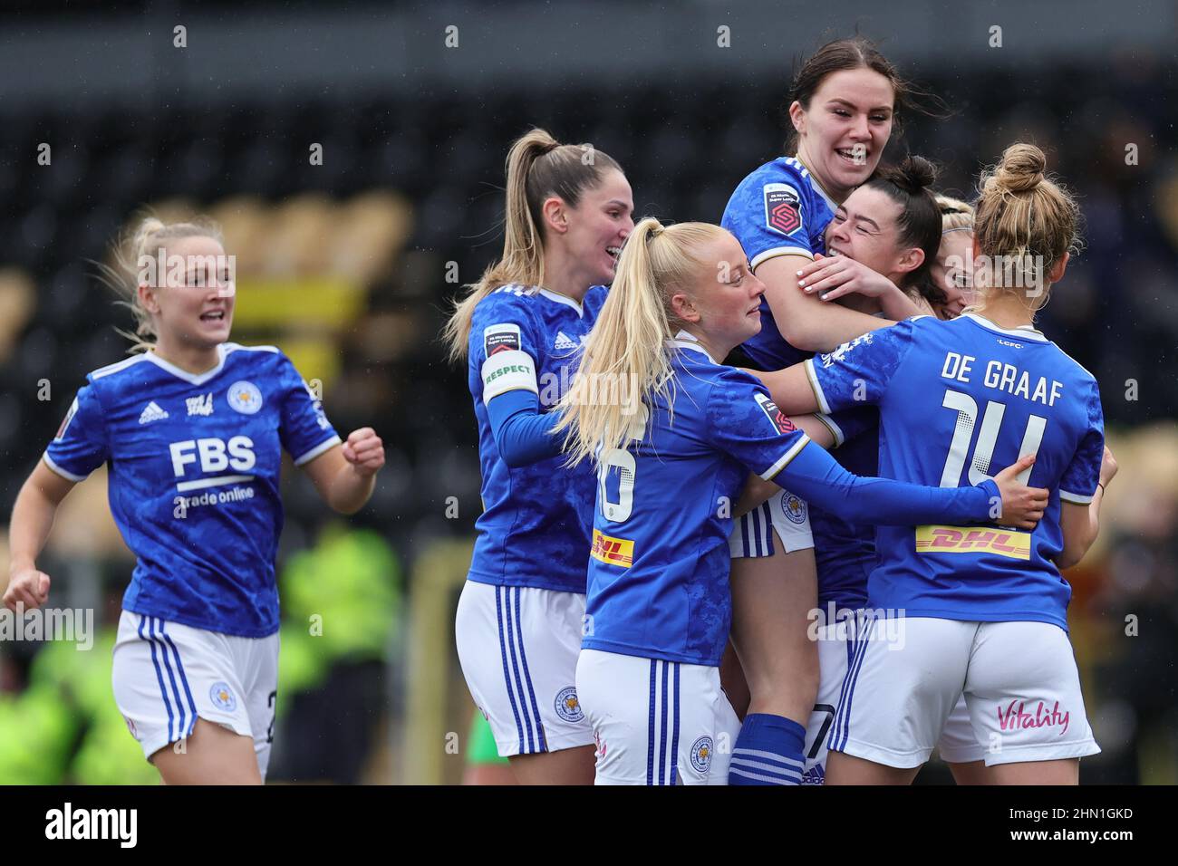 BURTON ON TRENT, FEB 13TH. Natasha Flint of Leicester City celebrates ...