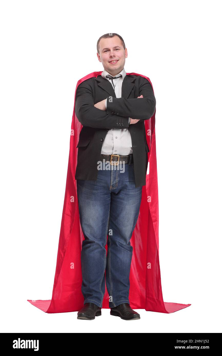 Confident senior businessman wearing like super hero cloak Stock Photo ...