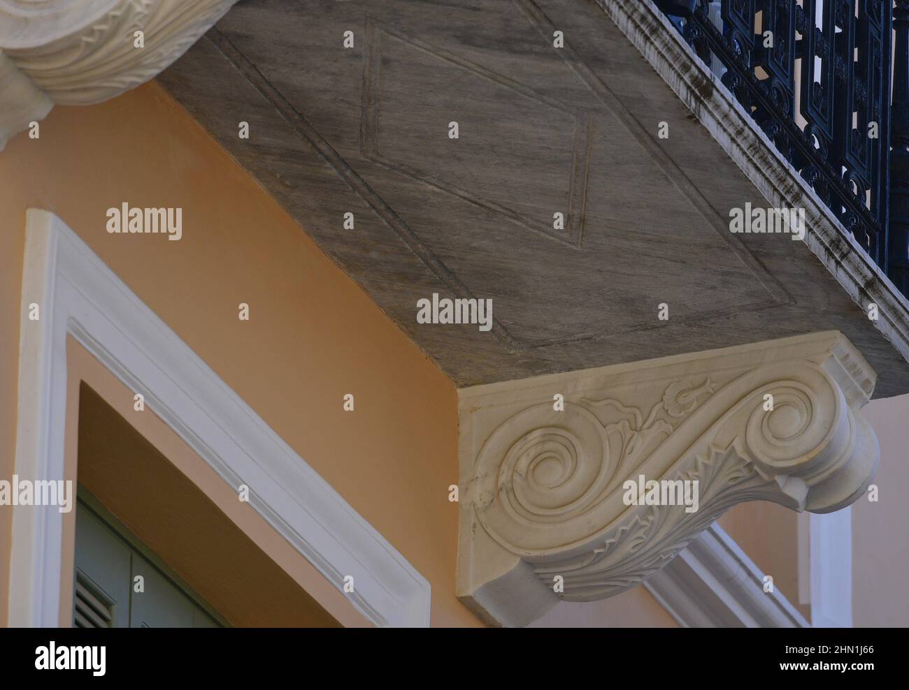 Neoclassical house facade with a custom crafted wrought iron balcony ...